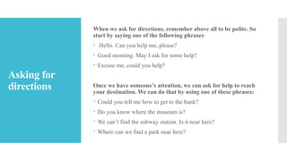 Giving directions.pptx prepositions of place | PPTX