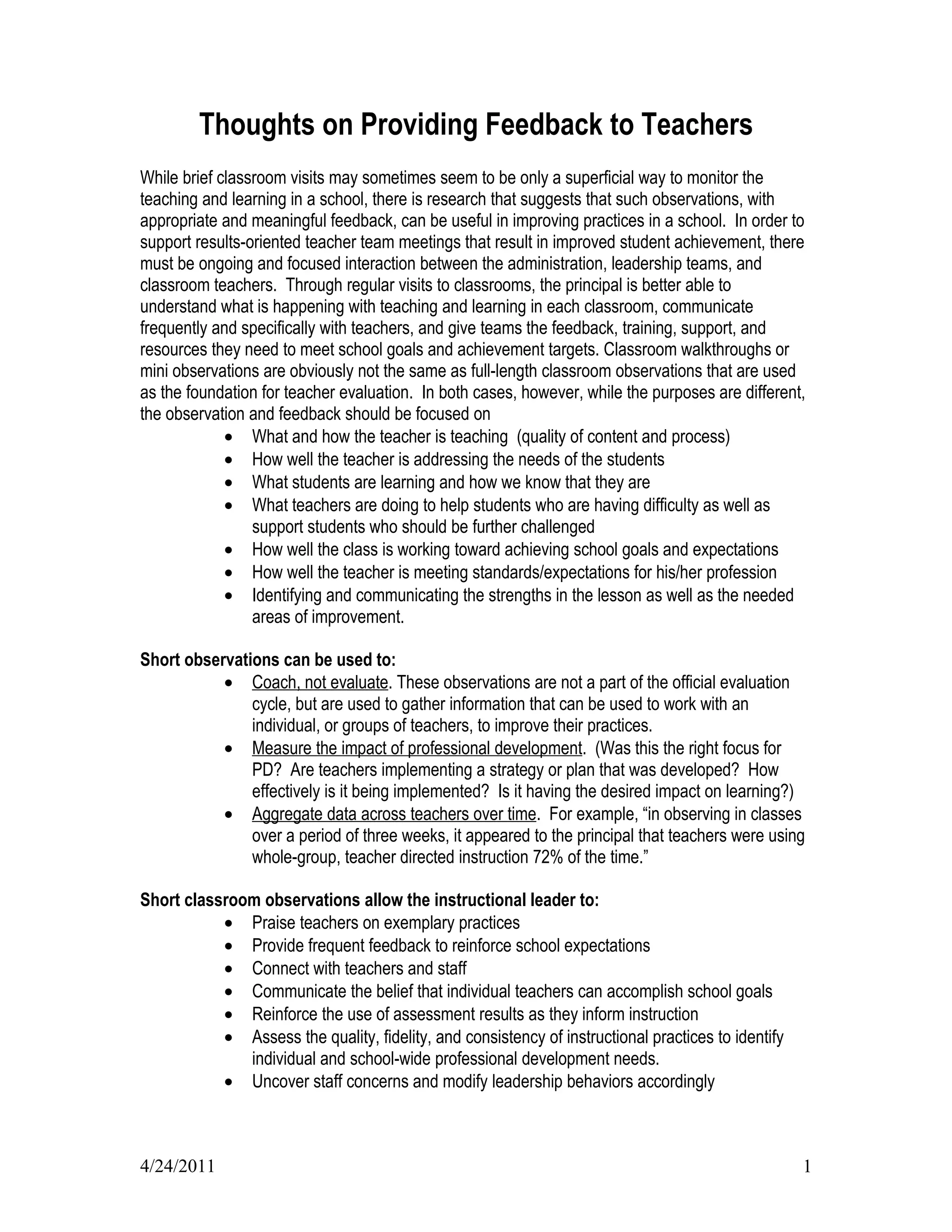 Giving feedback to teachers | DOC