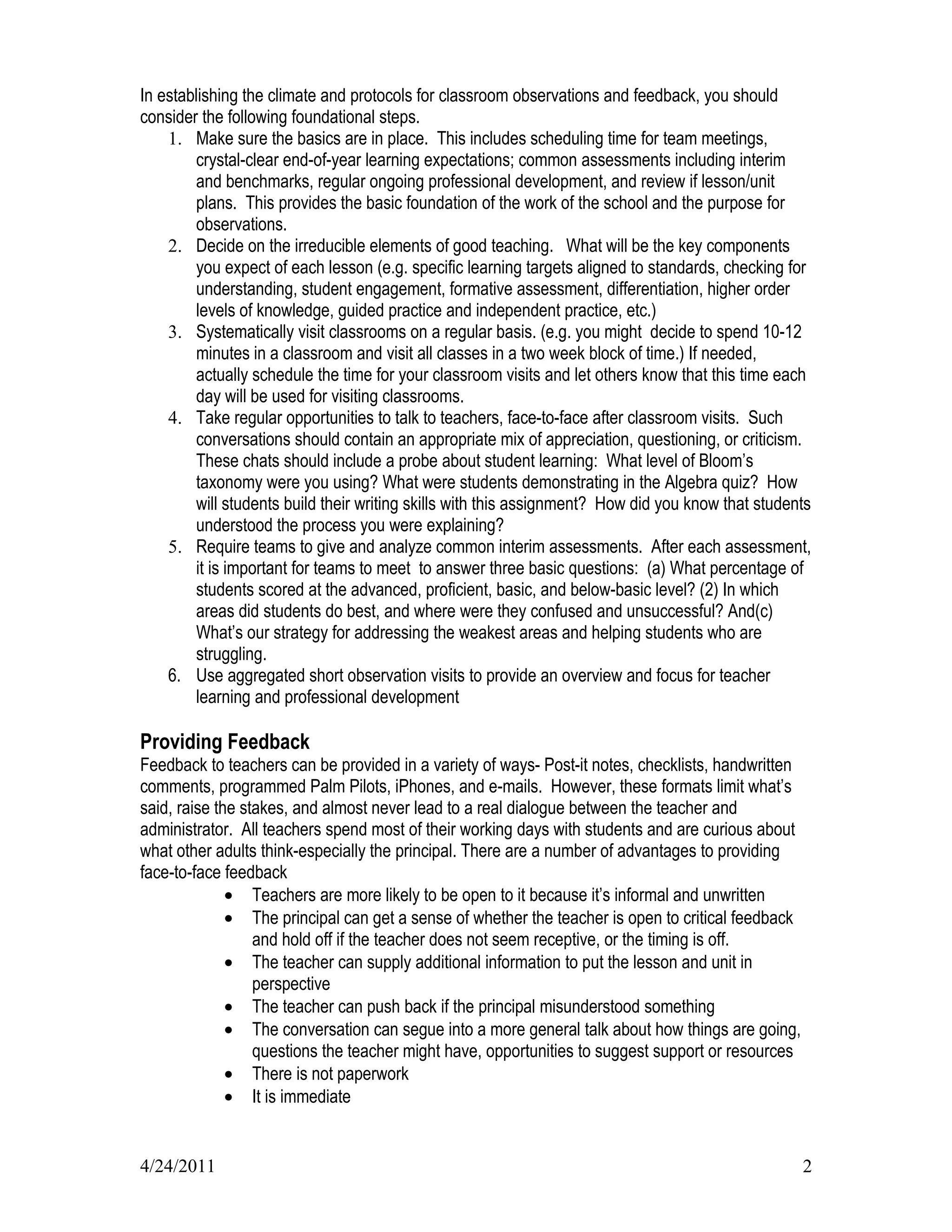 Giving feedback to teachers | DOC