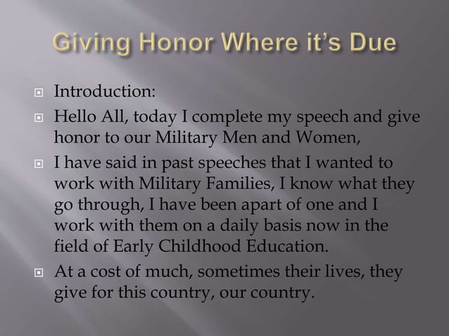 Giving honor commemorative speech | PPT