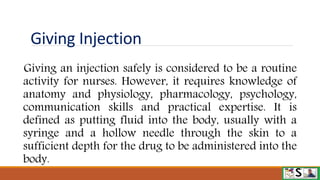 Giving injections in english | PPTX | First Aid | Injuries