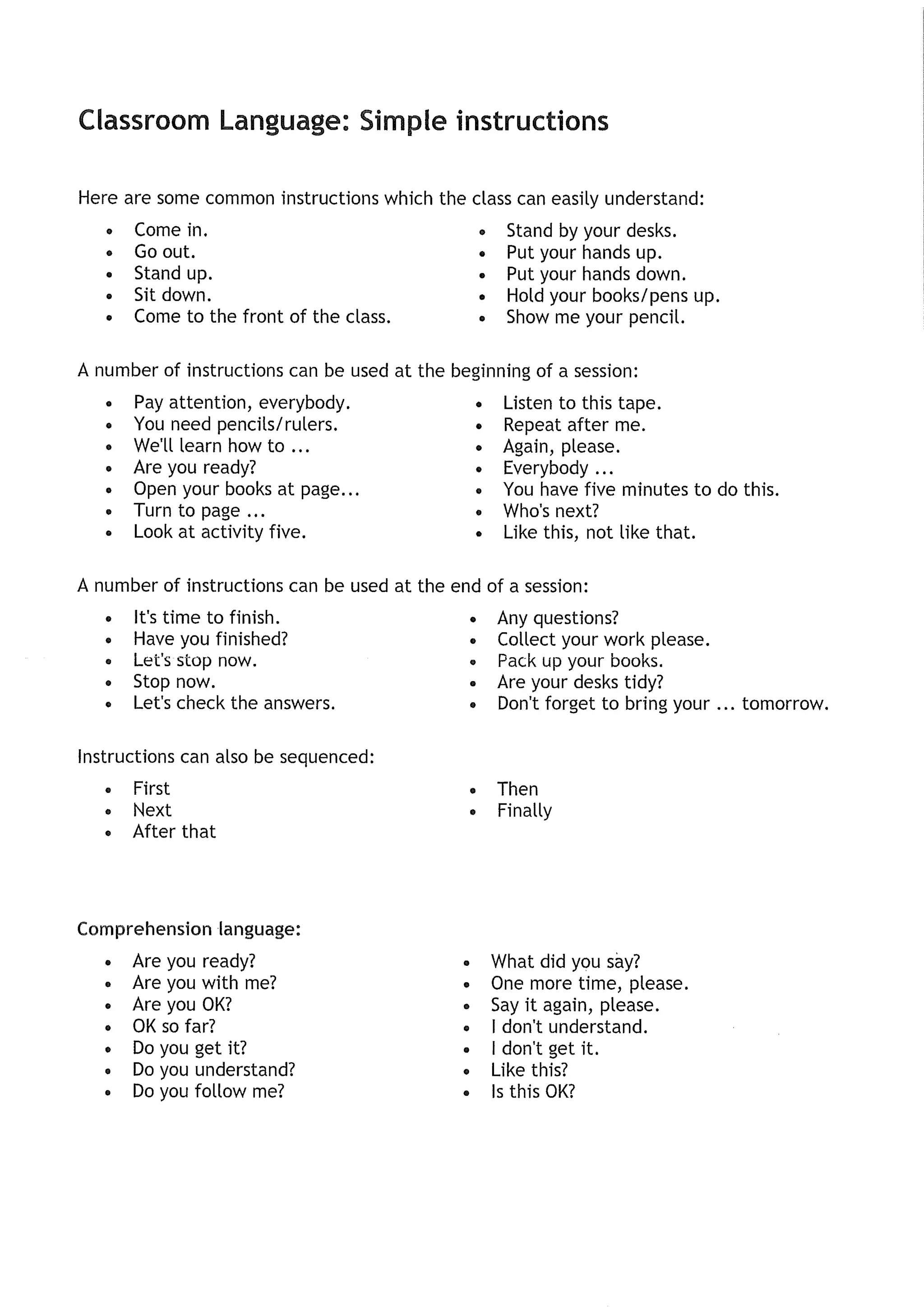 Giving instructions | PDF