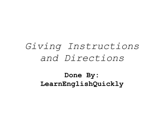 Giving instructions and directions | PPT