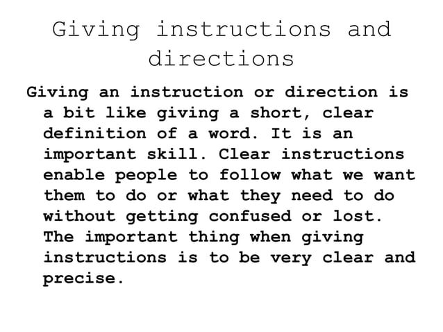 Giving instructions and directions | PPT
