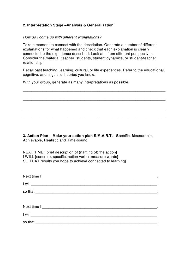 Reflective Practice: Formulating Your Teaching Experience (worksheet)