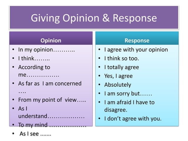 Giving Opinion and Response fase E for Senior High Schoolpdf | PPT