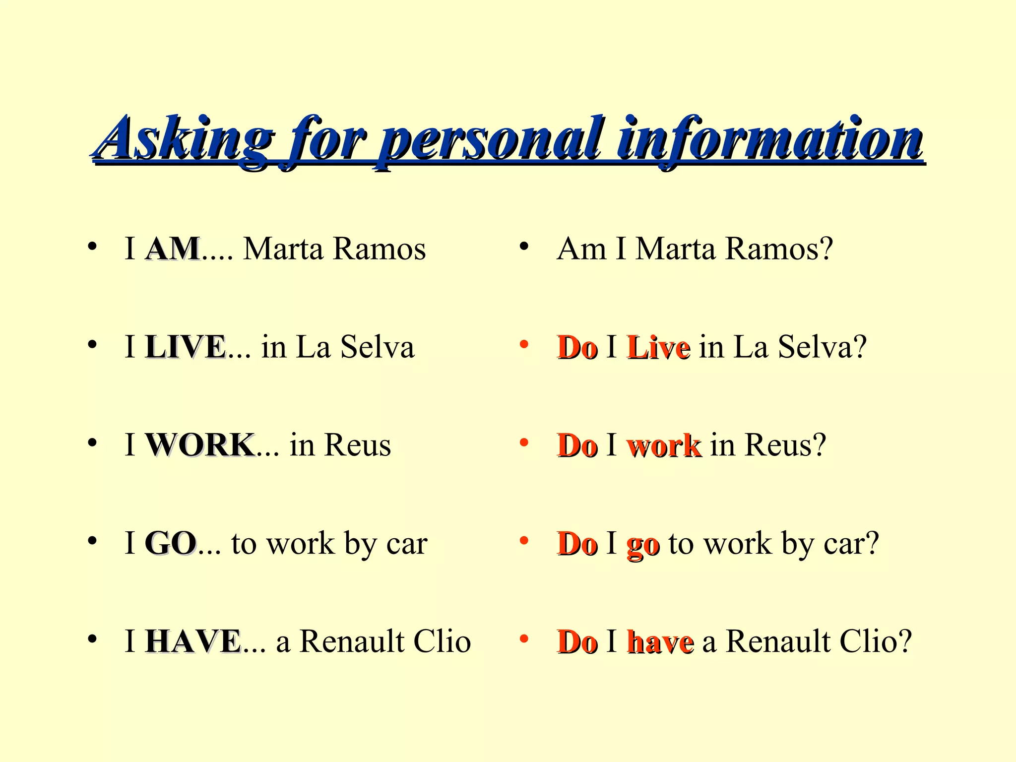 Giving personal information | PPT