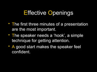 Presentations: Openings and signposting | PPT
