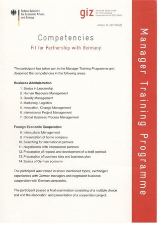 Deutsche Gesellschaft für Internationale Zusammenarbeit (GIZ) GmbH | PDF