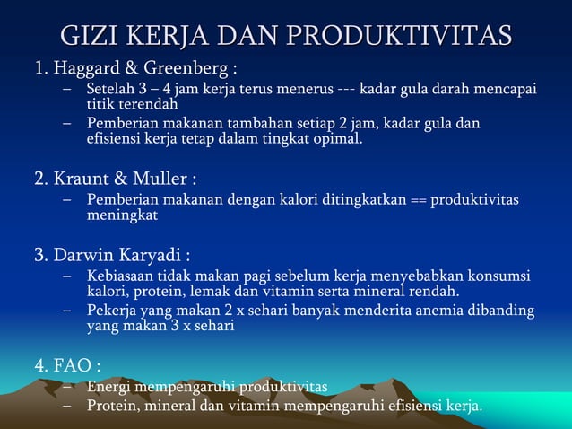 Pengaturan mengenai pemenuhan gizi kerja | PPT