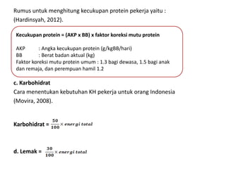Status gizi dan kecukupan gizi pekerja | PPTX