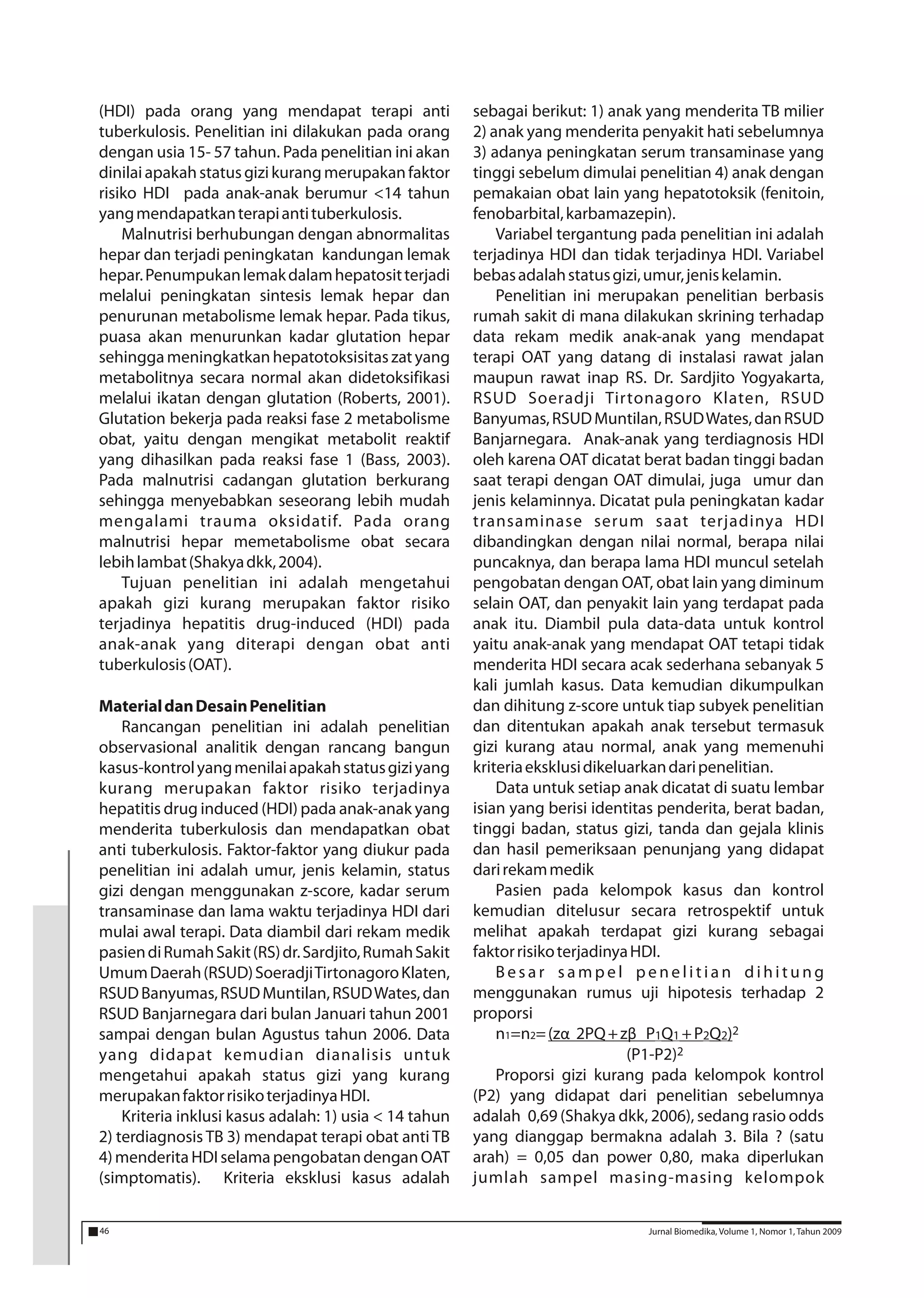 Gizi Kurang Sebagai Faktor Risiko Hepatitis Karena Obat Anti tTBC | PDF
