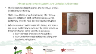 Lessons on land tenure and forest landscape restoration: A focus on sub-Saharan Africa | PPT