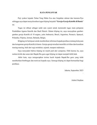 SIMPLE CLIPPING GEREJA GEREJA KATOLIK DI DUNIA - BY AUBERT STEPHAN | PDF