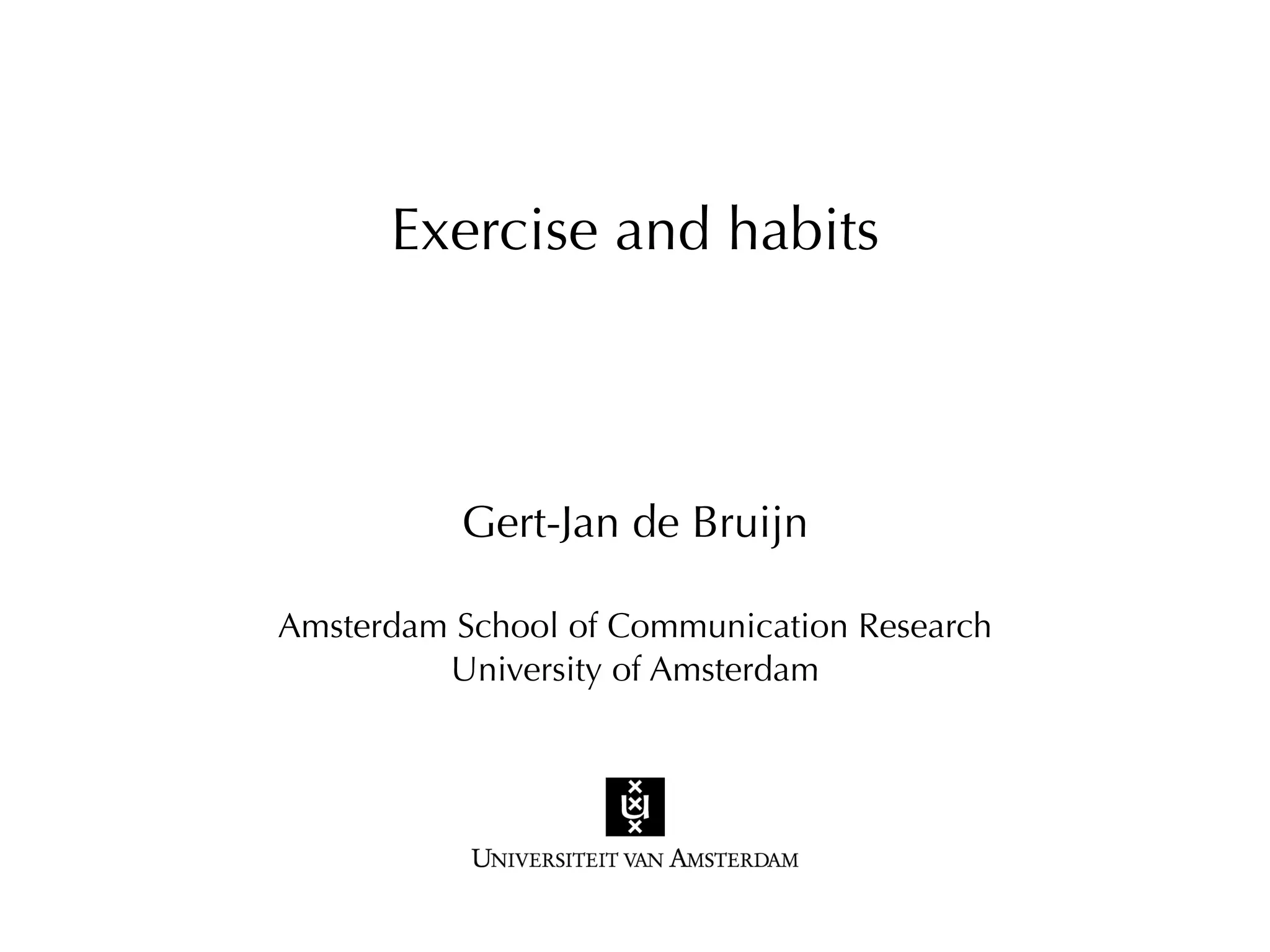 Exercise and habits | PPT