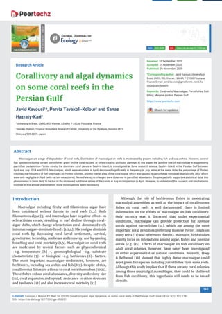 corallivory and algal dynamics on some coral reefs in the persian gulf | PDF