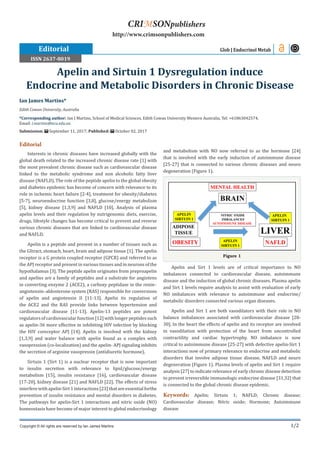 Apelin and Sirtuin 1 Dysregulation induce Endocrine and Metabolic ...
