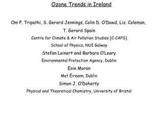 Ozone Trends in Ireland - Gerard Jennings, NUIG | PPT