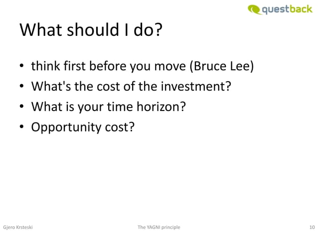 The YAGNI Principle | PPT