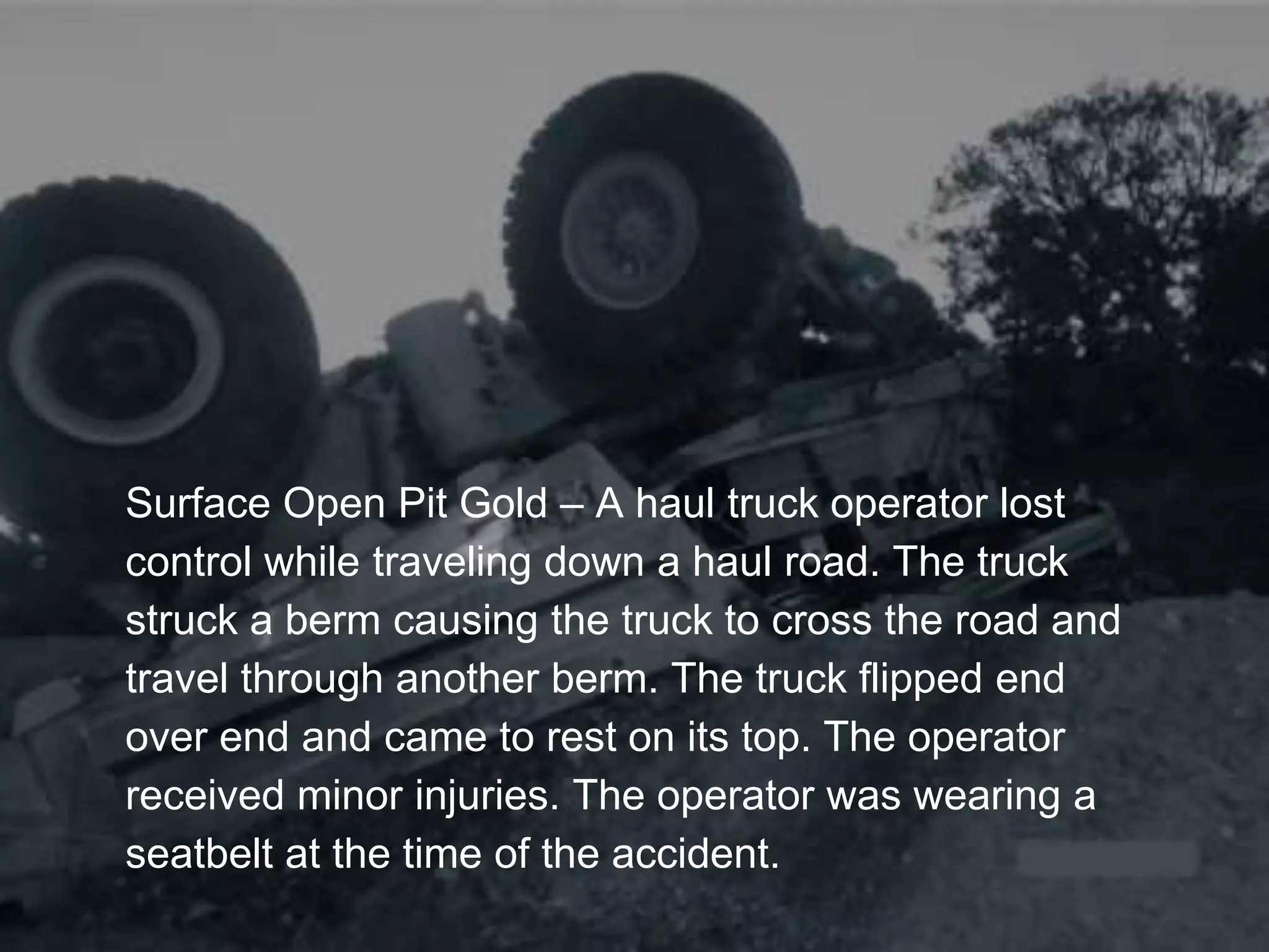 Mining Accident alerts 2016 Safety Training | PPTX