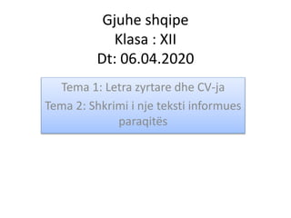 Gjuhe shqipe-06.04.2020