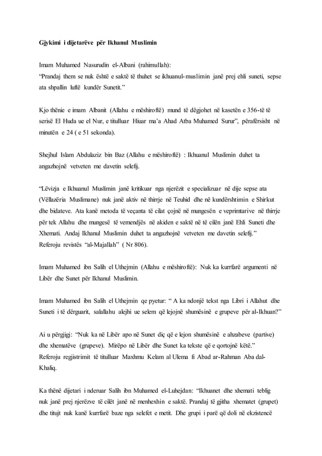 Gjykimi i dijetarëve për ikhuanul muslimin | DOCX