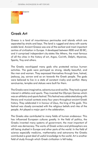 General Knowledge in Art for Senior High schools | PDF