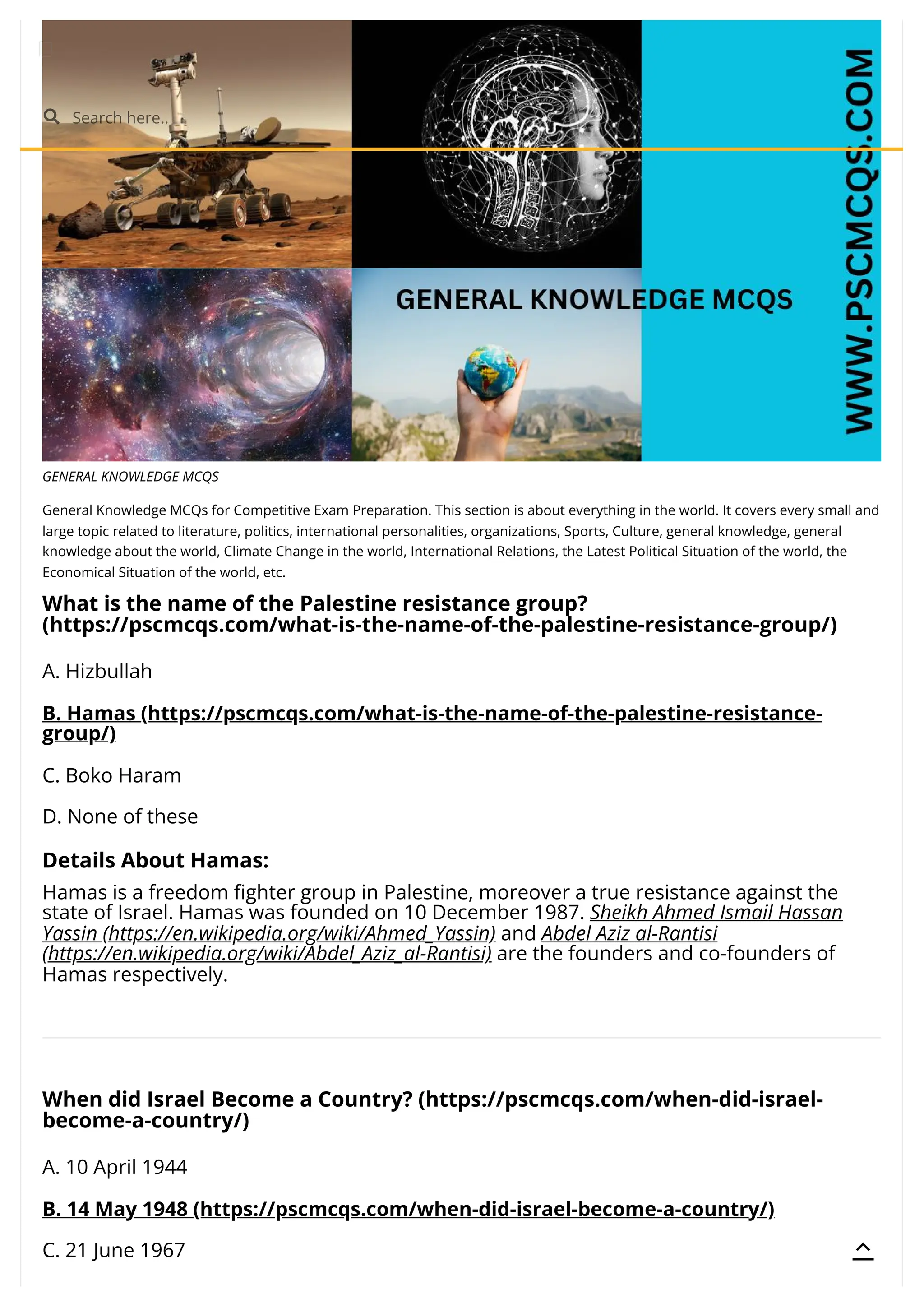 GENERAL KNOWLEDGE MCQS | PDF