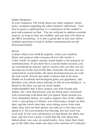 Glaber Response In your responses 150 words those two other stud.docx