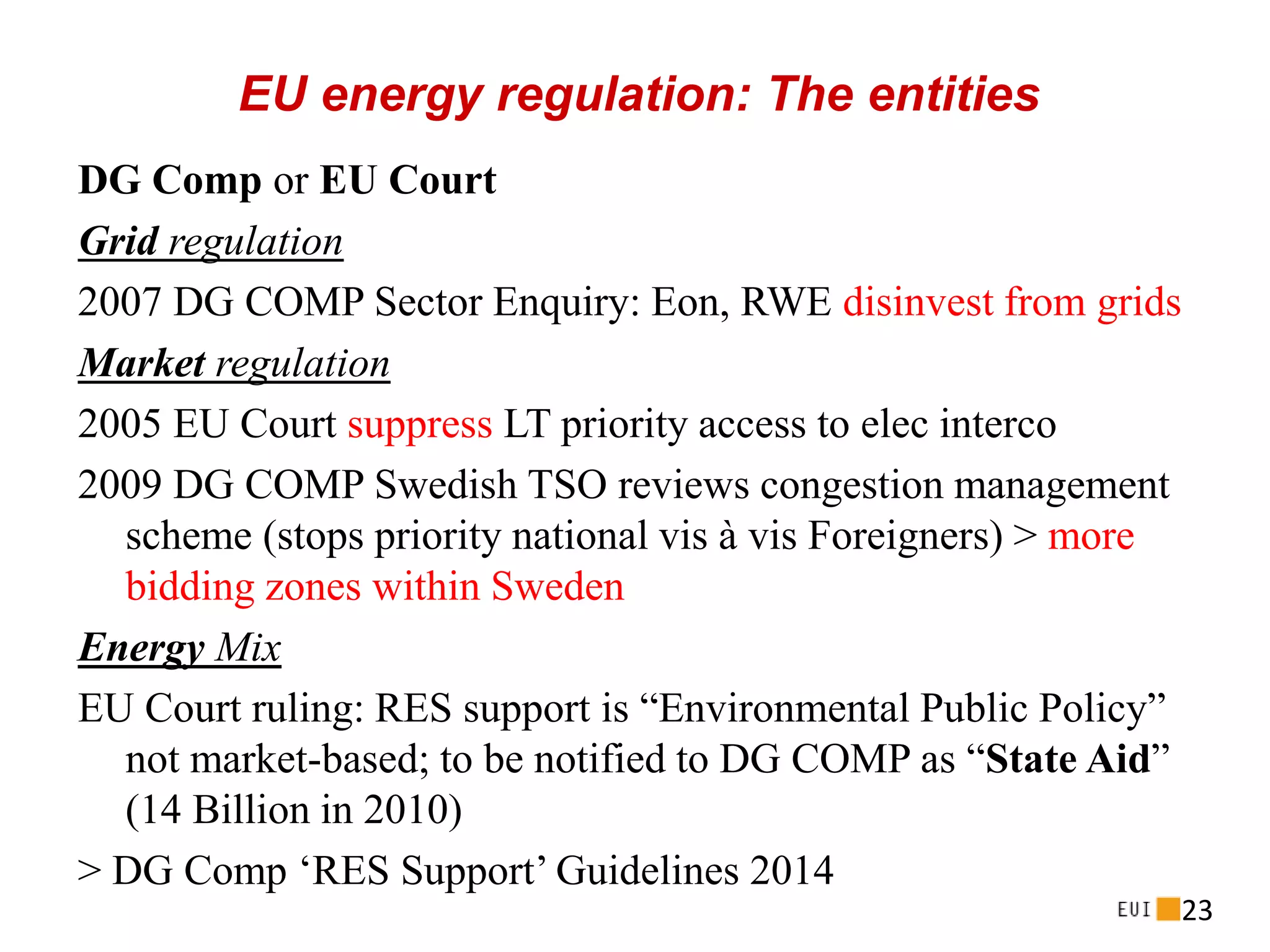 Florence School of Regulation & the European Regulation Frame | PPTX