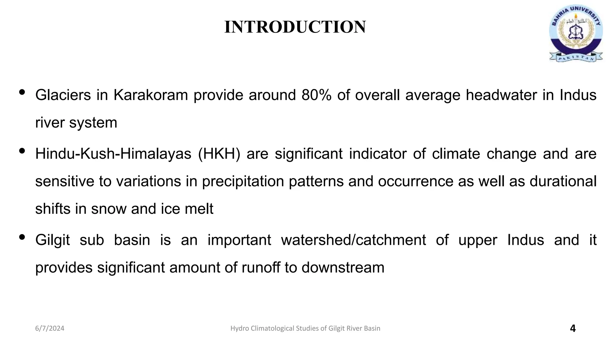 Hydro- climatological study of Gilgit River Basin Pakistan | PPTX
