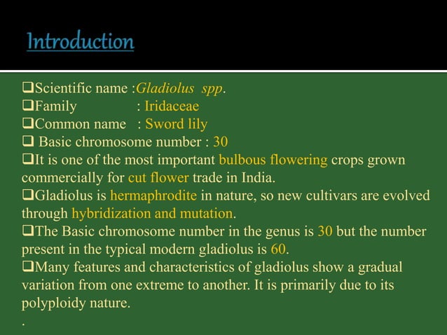 Gladiolus objectives & breeding methods | PPT