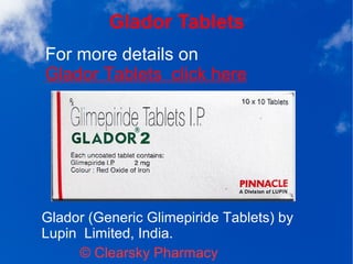 Glador (Generic Glimepiride Tablets) | ODP