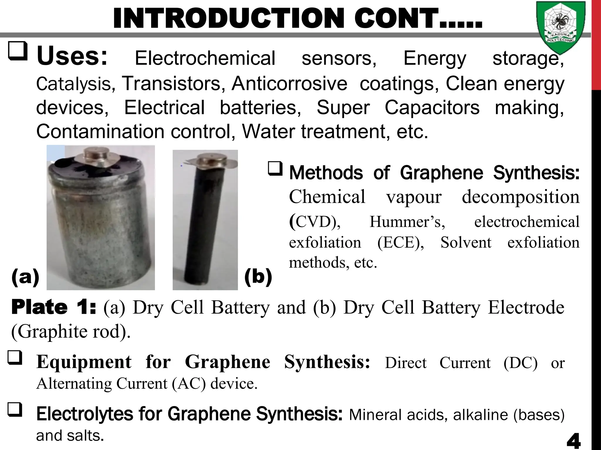 SYNTHESIS OF GRAPHINE FROM WASTE DRY CELL BATTERY ELECTRODES | PPT