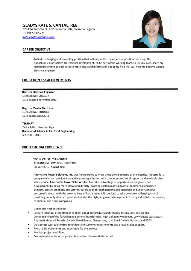 Gladys kate cantal cv | PDF