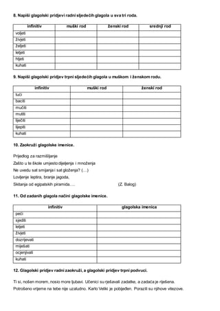 Glagoli po vidu glagolski pridjevi glagolske imenice | PDF