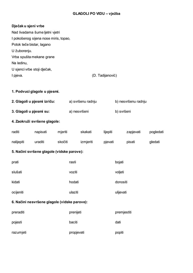 Glagoli po vidu vjezba | DOCX