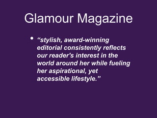 Glamour Magazine Media Kit Analysis | PPTX | Style & Fashion