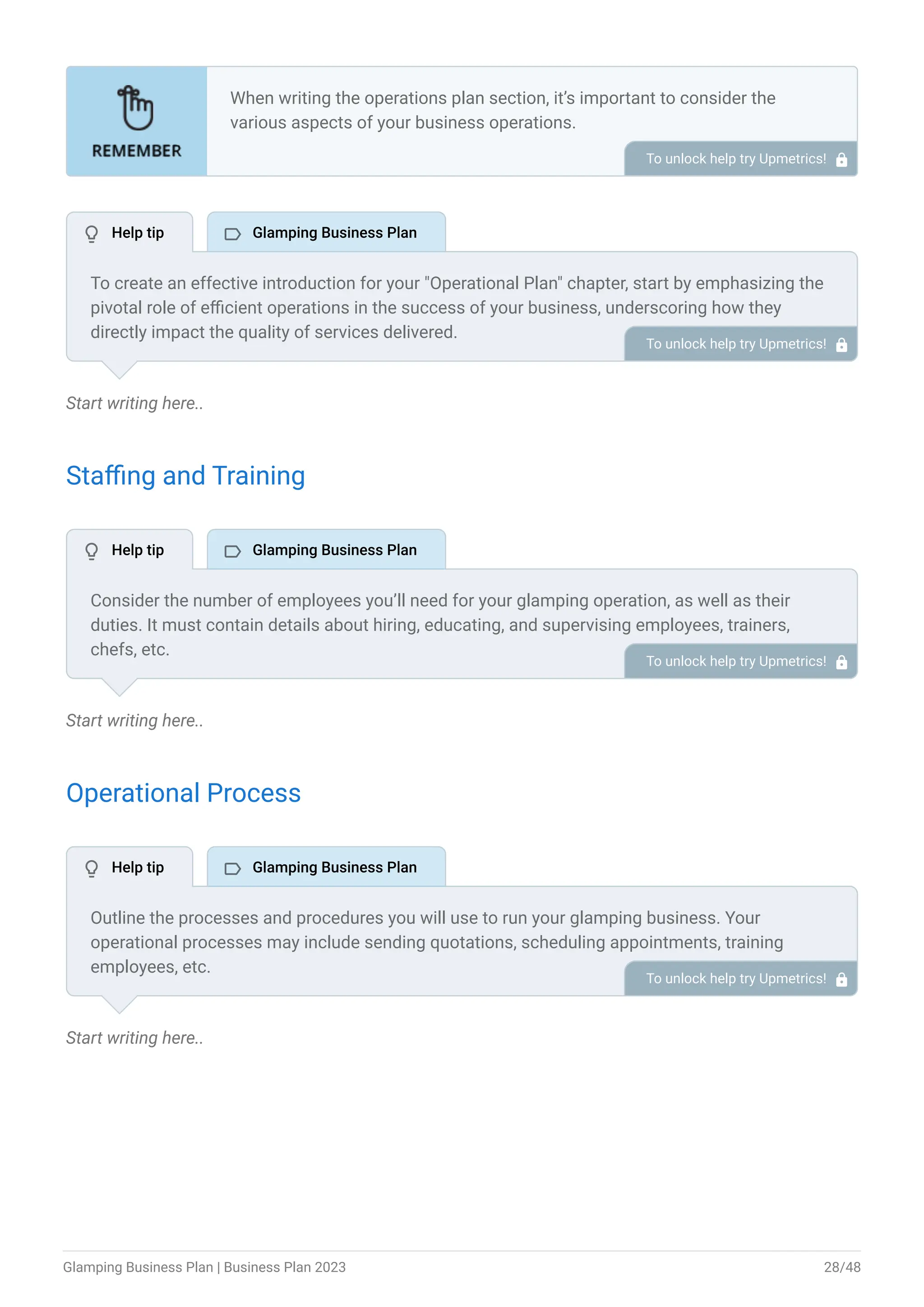 glamping business plan example | upmetrics | PDF