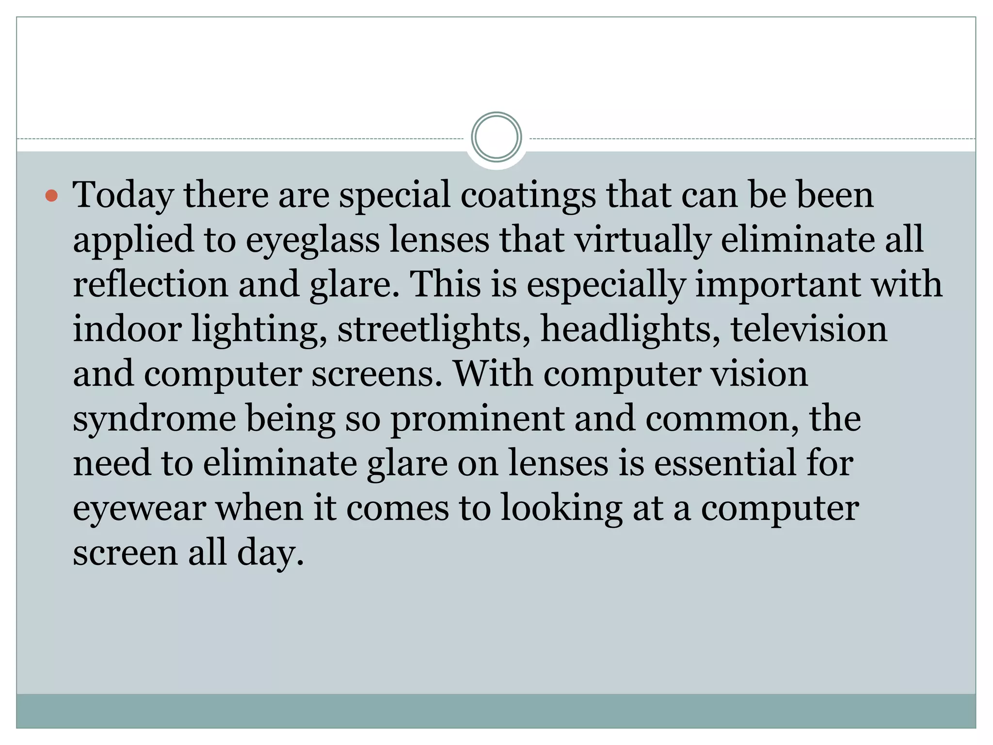 Glare from eyeglass lenses | PPTX