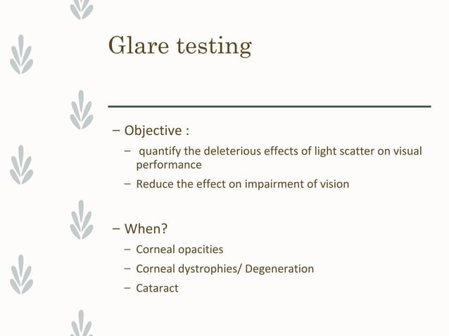 Glare testing and dark adaptation | PPT