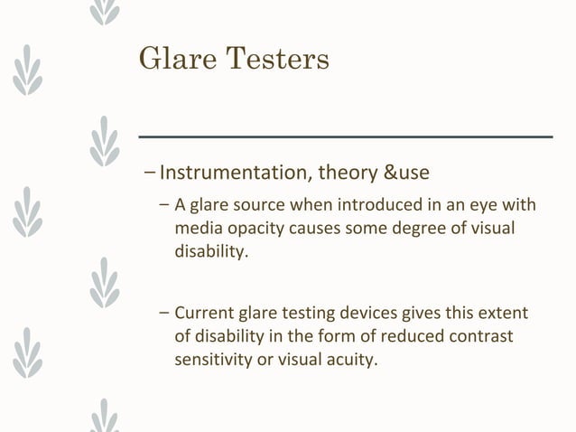 Glare Testing And Dark Adaptation Ppt