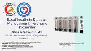 Basal Insulin in Diabetes Management – Glargine Biosimilar | PPTX