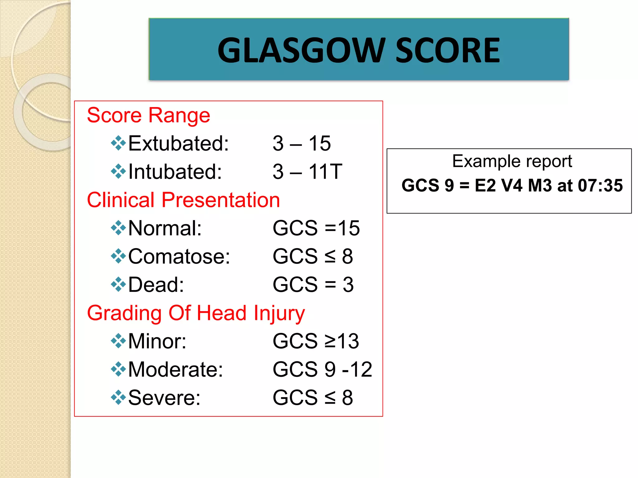 Glasgow Coma Scale Presentation | PPTX