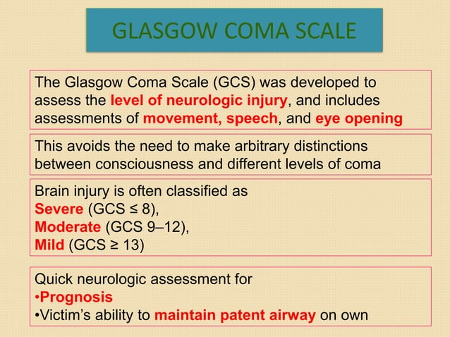 Glasgow Coma Scale Presentation | PPTX | Death, Injury, or Military Conflict | Sensitive Topics