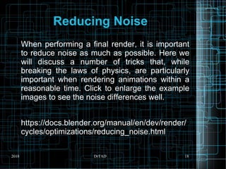 DrTAD BLENDER CYCLES Tutorial – Glass Material BSDF + Reducing Noise | PPT