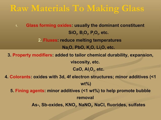 Glasses structures, properties and applications | PPT | Chemistry | Science