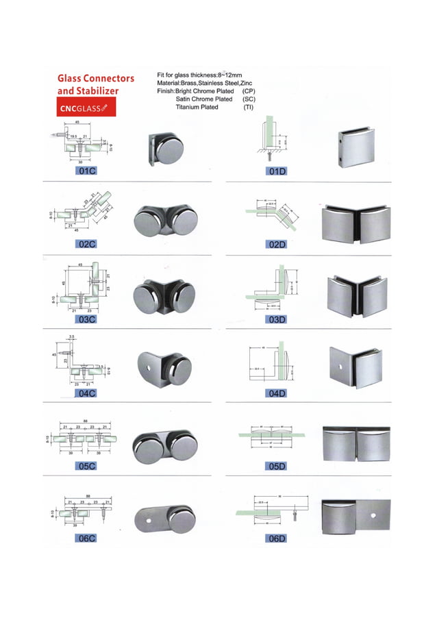 Glass Hardware Glass Connectors and Stabilizers