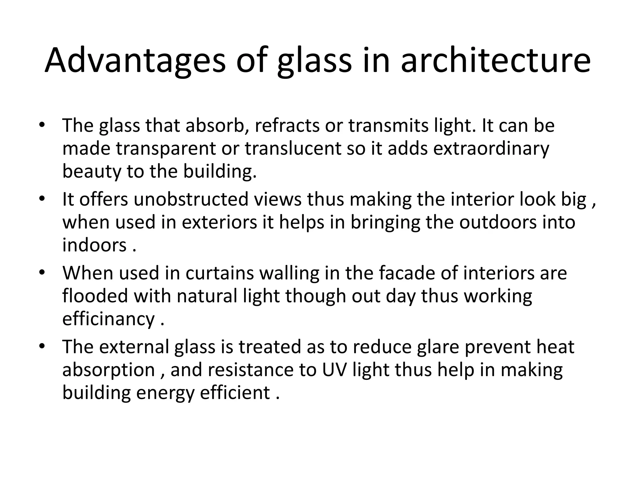 Glass in architecture | PPTX