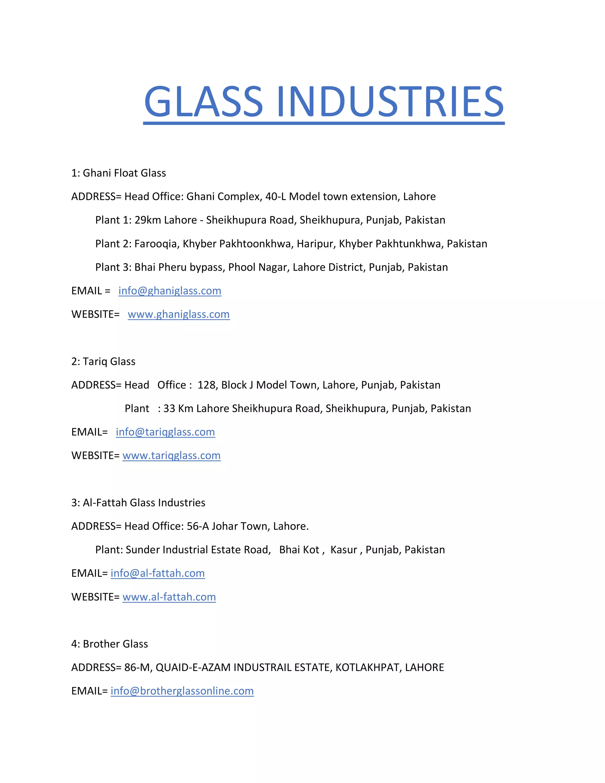 Glass industries in Pakisyan | PDF
